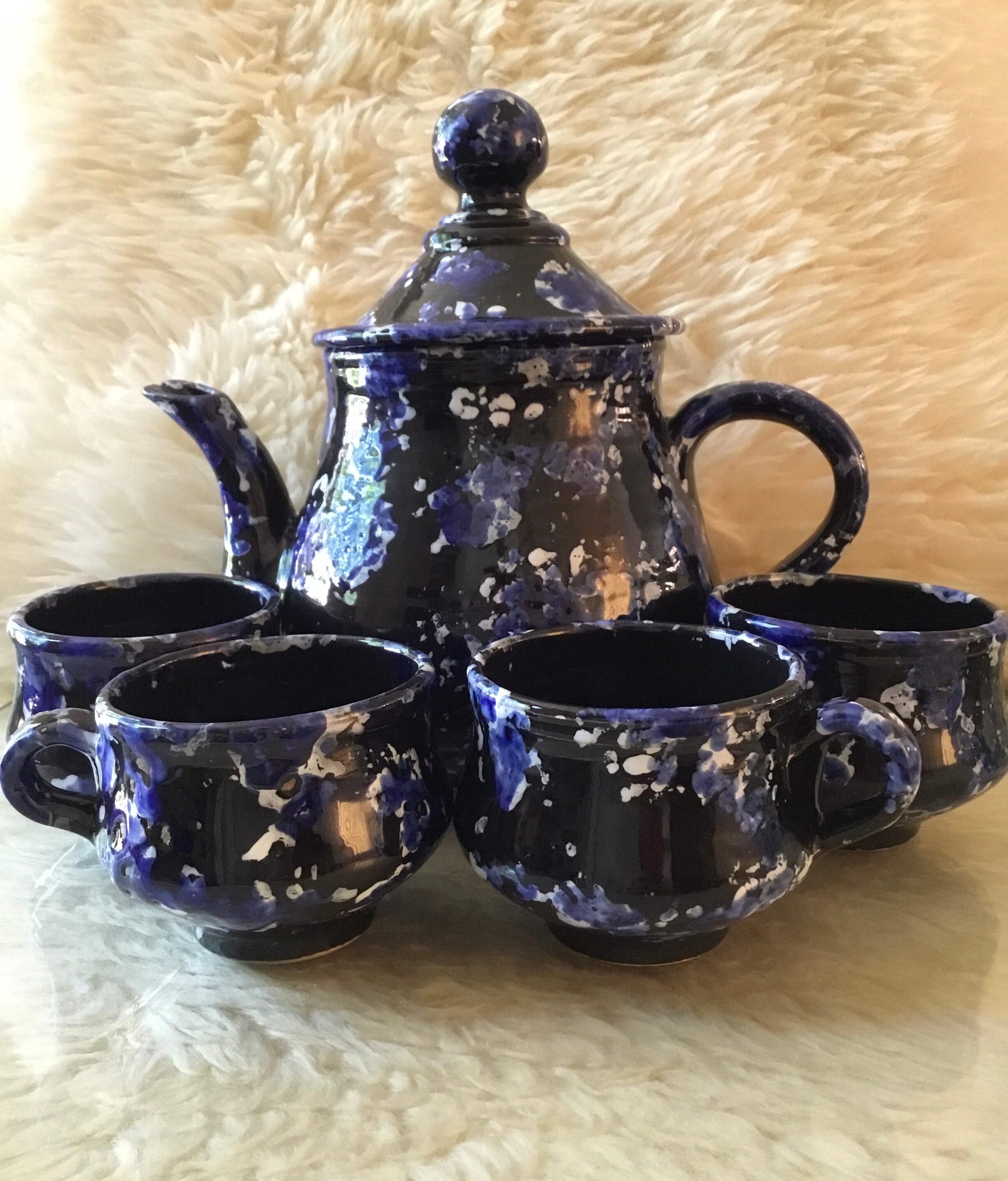 French porcelain vintage tea set In dark blue | Etsy