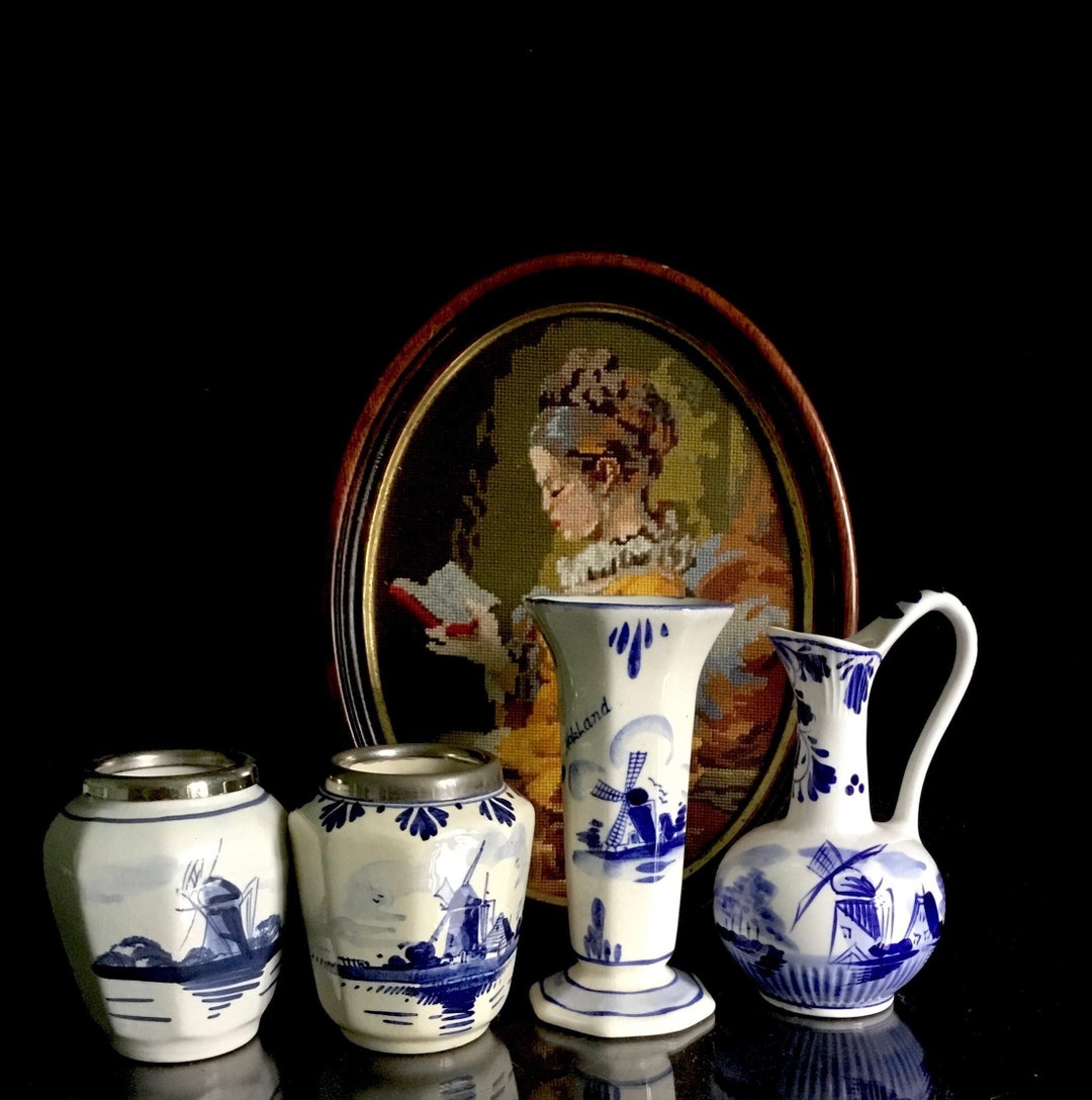 Delft Porcelain Vintage Set Miniatures Vases With Blue Colors - Etsy