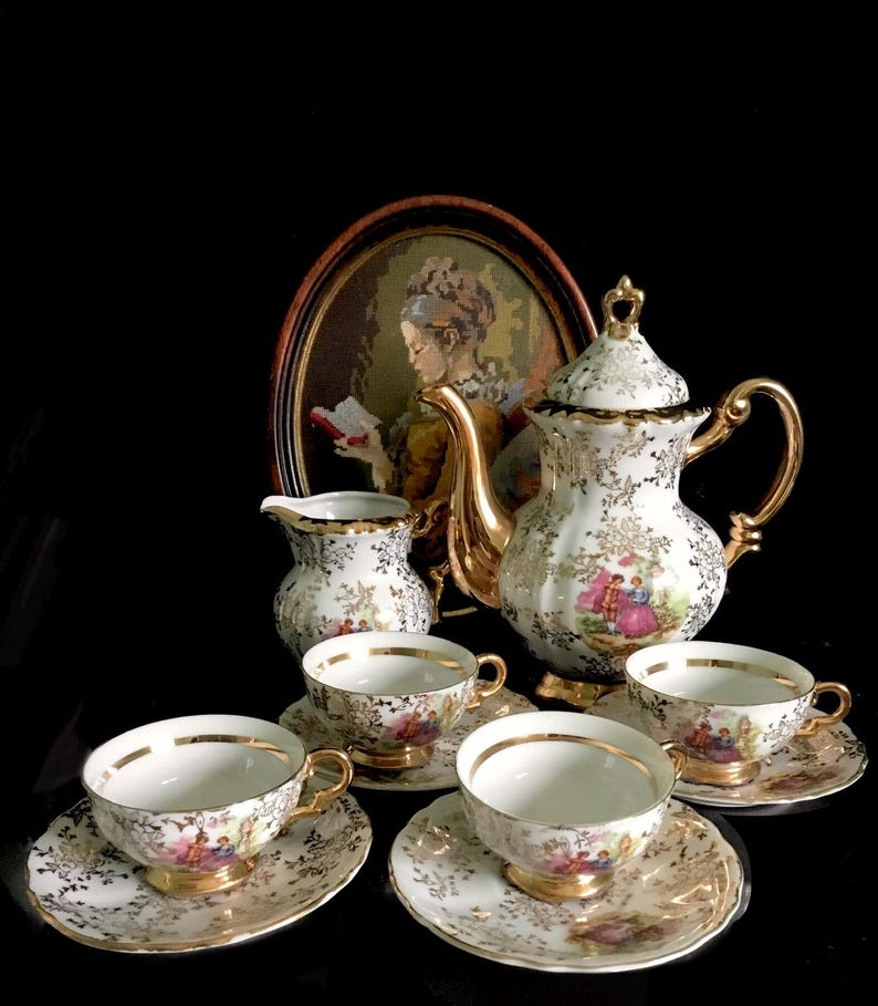 Antique French Romantic Tea Set Porcelain . Art Nouveau - Etsy