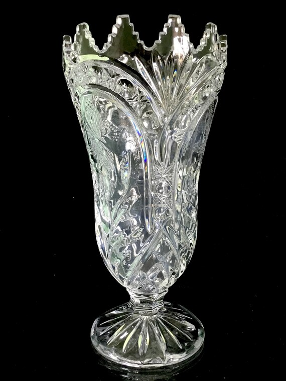 Italian Crystal Beautiful Crystal Vase With Decoration of | Etsy