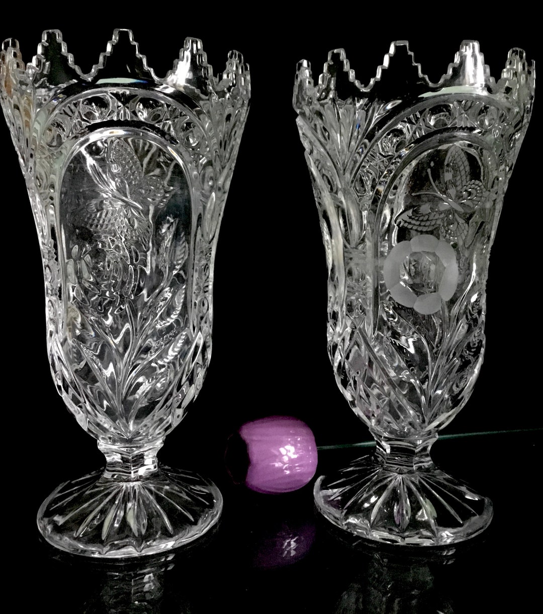 Italian Crystal Beautiful Crystal Vase With Decoration of - Etsy