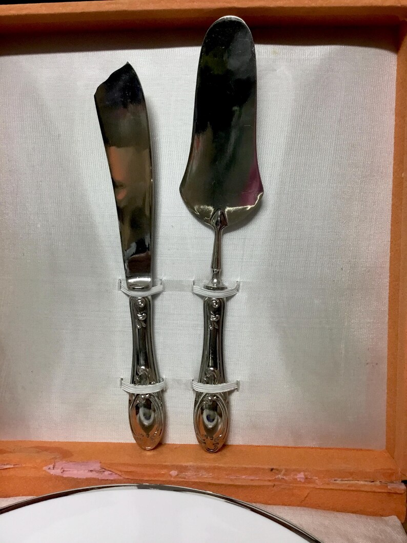 La S. Marco Italian Floral Cake Plate With Silverplate Knife and Cake ...