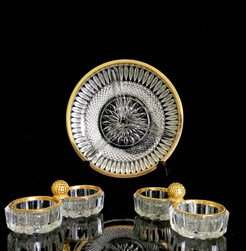 Vintage Crystal Italian Crystal Plate and Bowls - Etsy