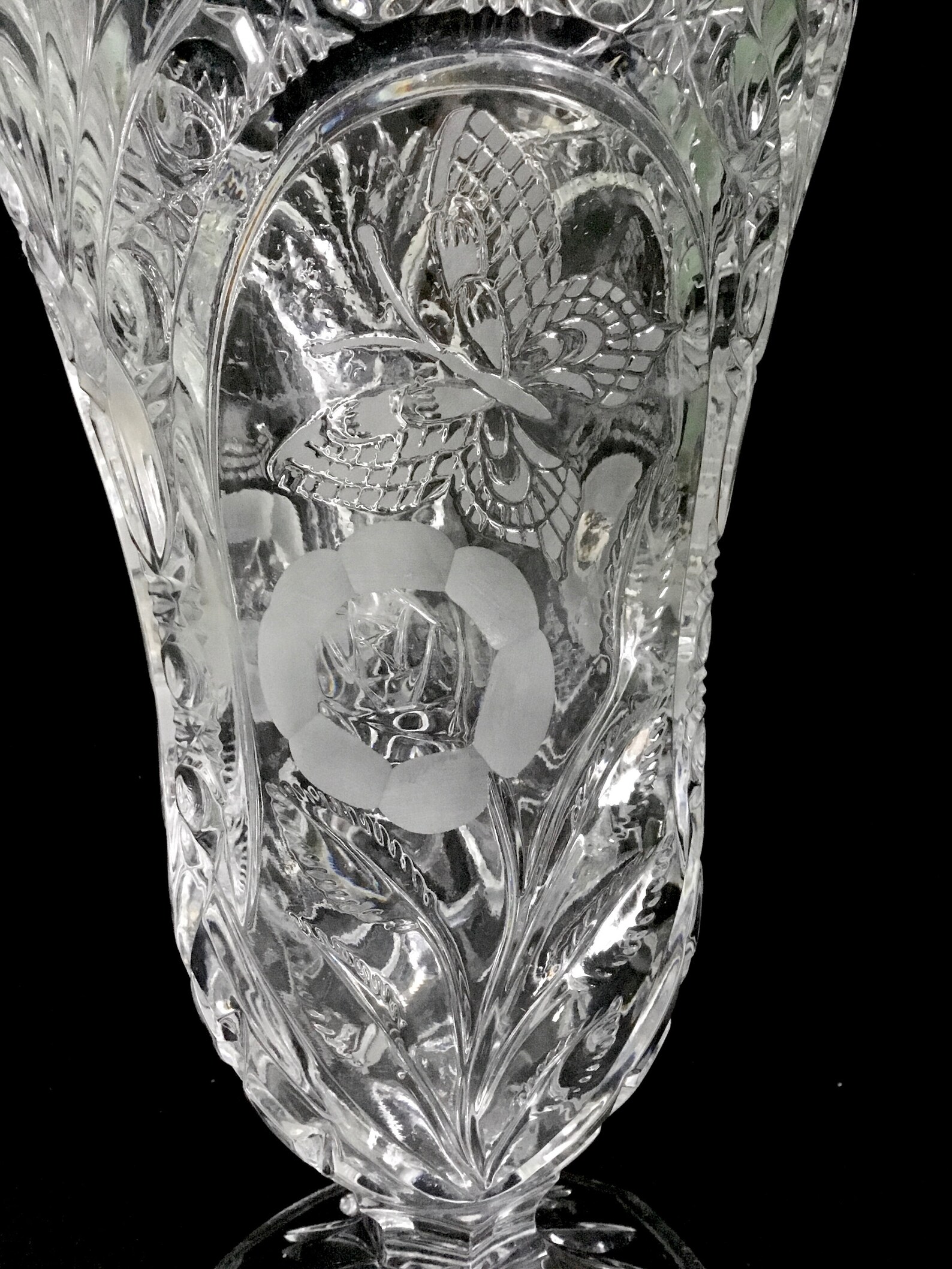 Italian Crystal Beautiful Crystal Vase With Decoration of - Etsy
