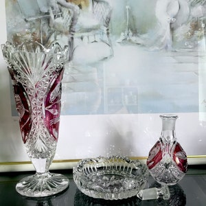 Crystal Vintage Hofbauer Red Bird Crystal Vase/bottle/ashtray. - Etsy