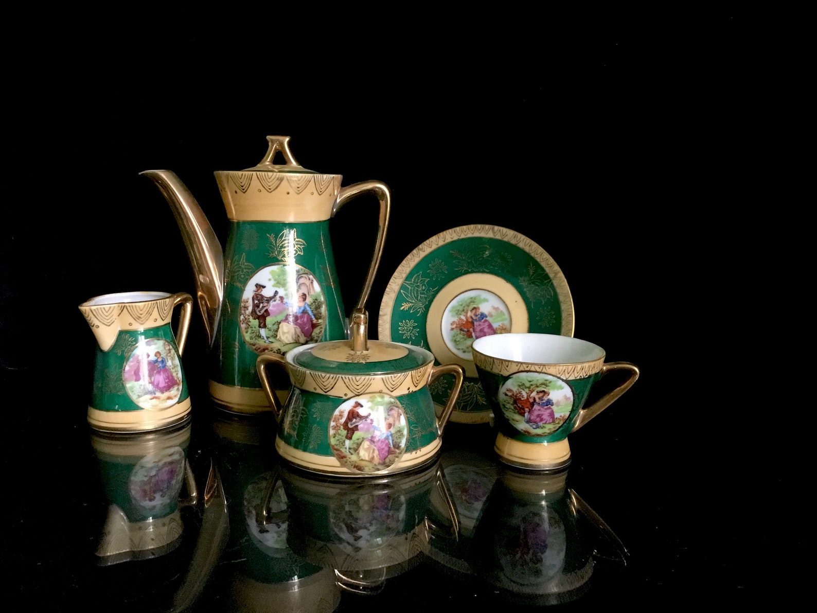 German Porcelain antique romantic tea set . Art Deco | Etsy