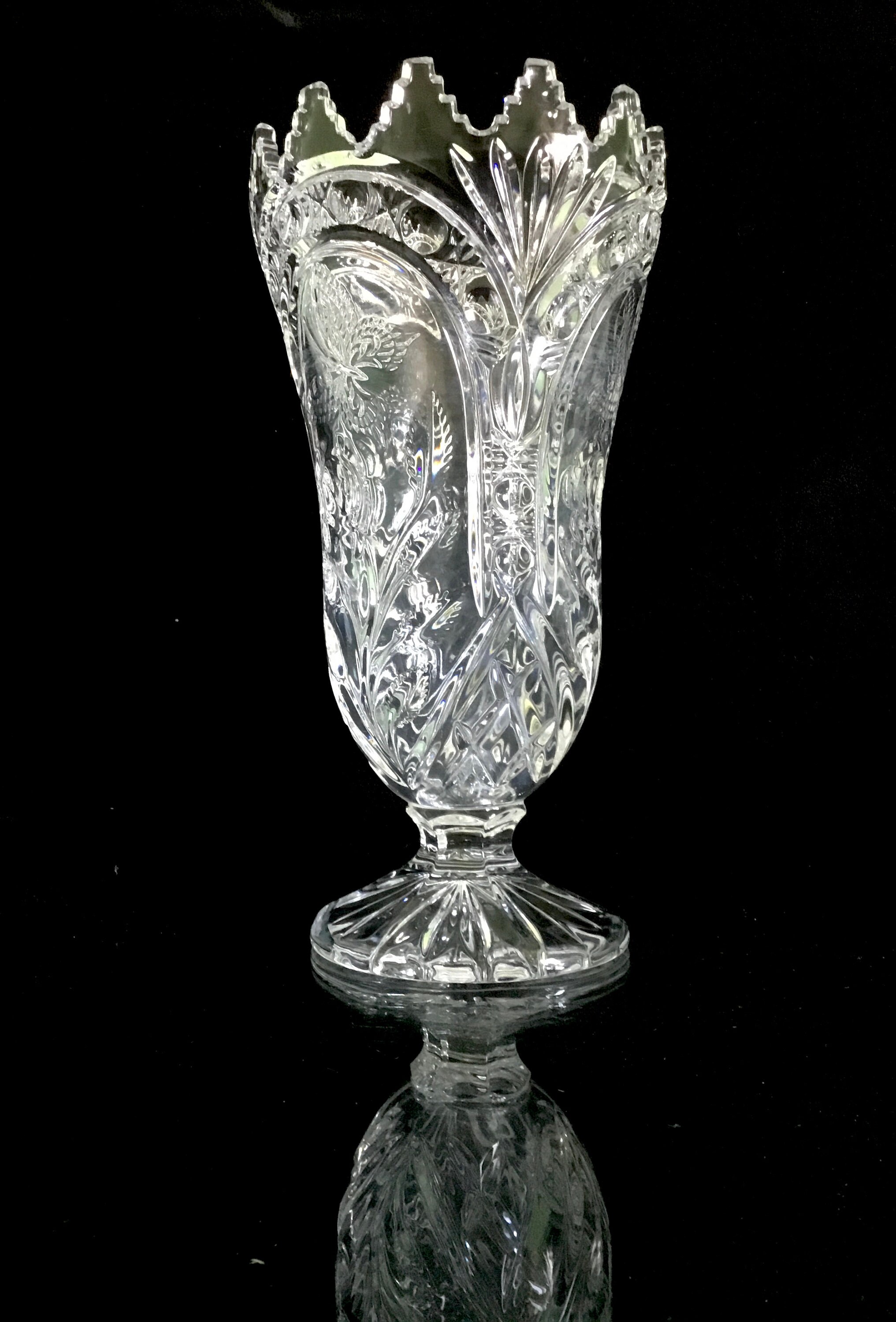 Italian Crystal Beautiful Crystal Vase With Decoration of | Etsy