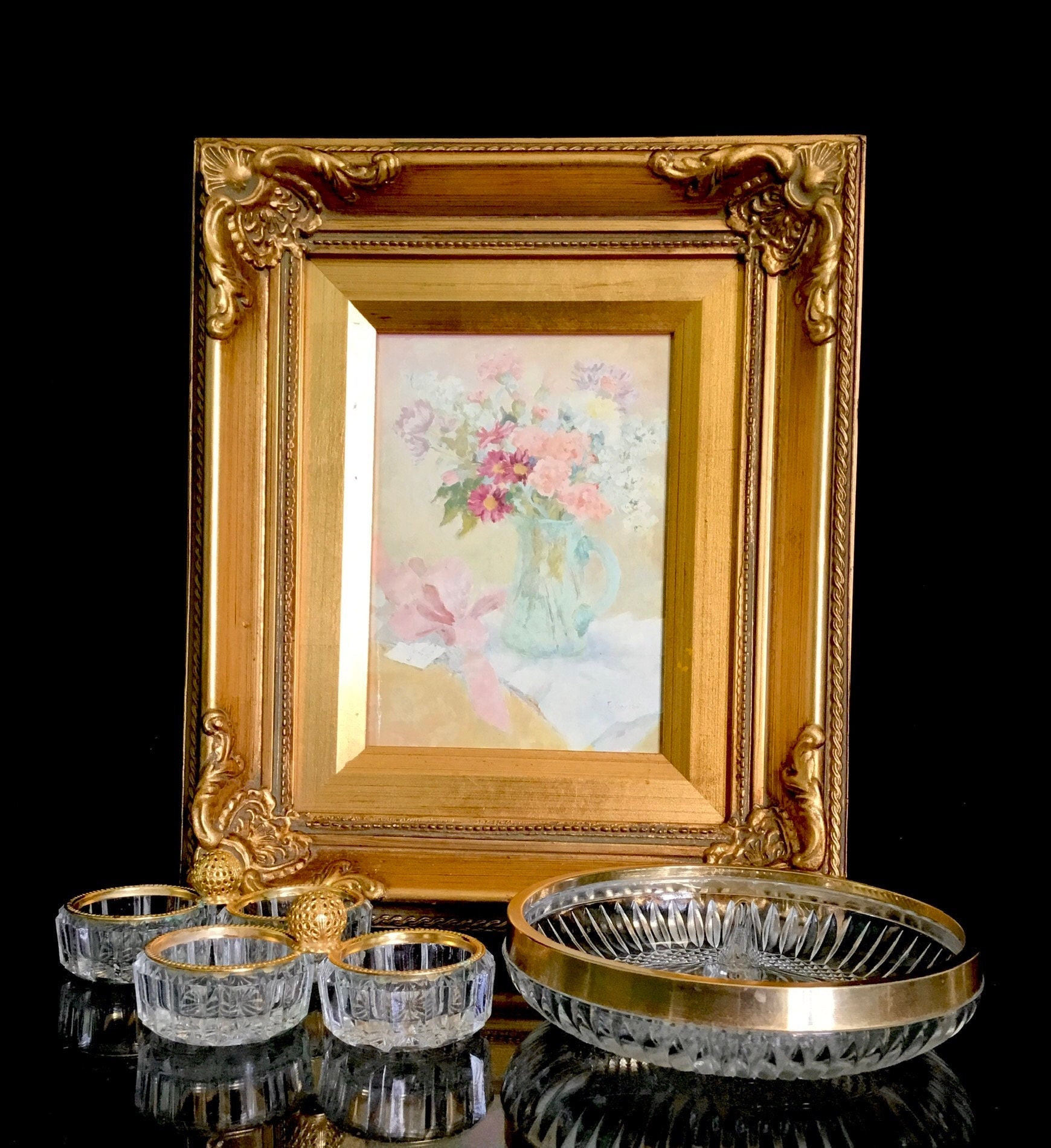 Vintage Crystal Italian Crystal Plate and Bowls - Etsy