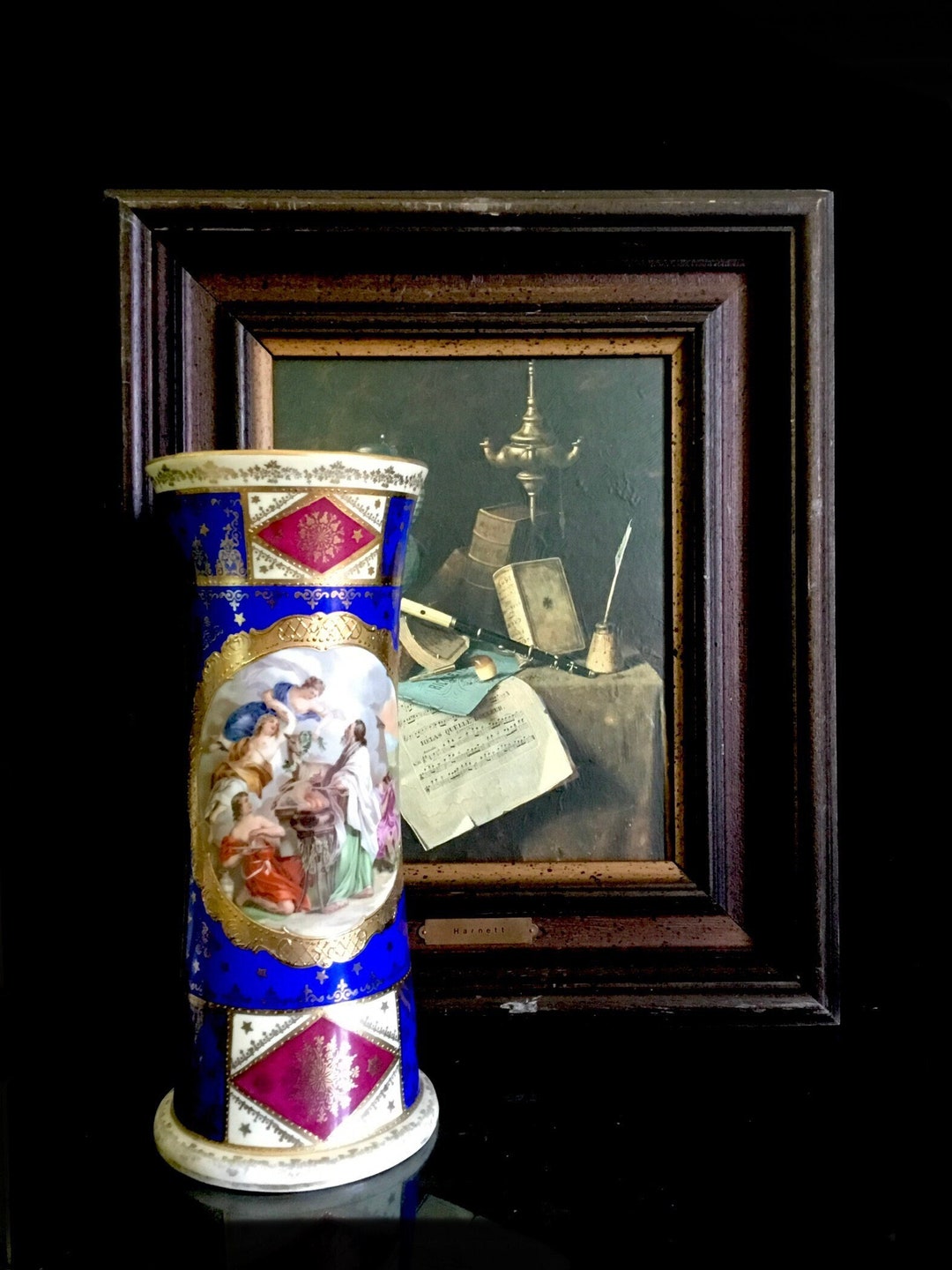 Victoria Schmidt & Co Porcelain Antique Vase With Cobalt Blue - Etsy