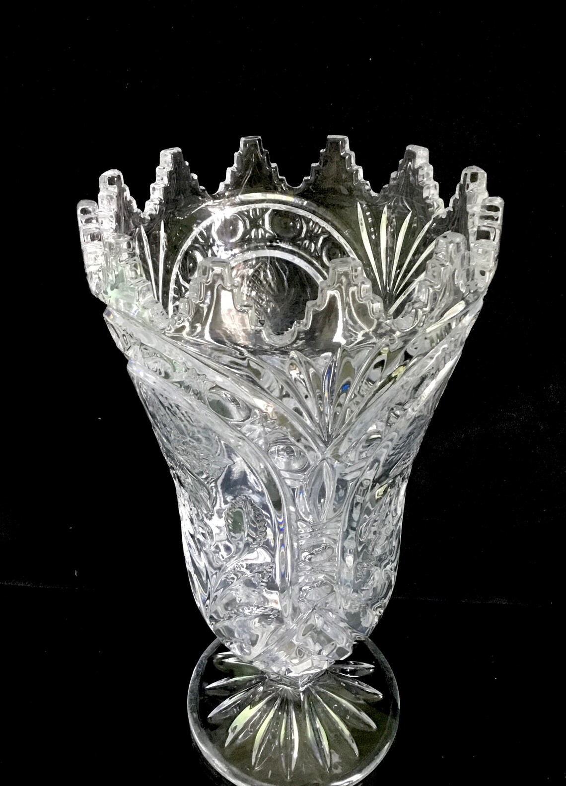 Italian Crystal Beautiful Crystal Vase With Decoration of | Etsy