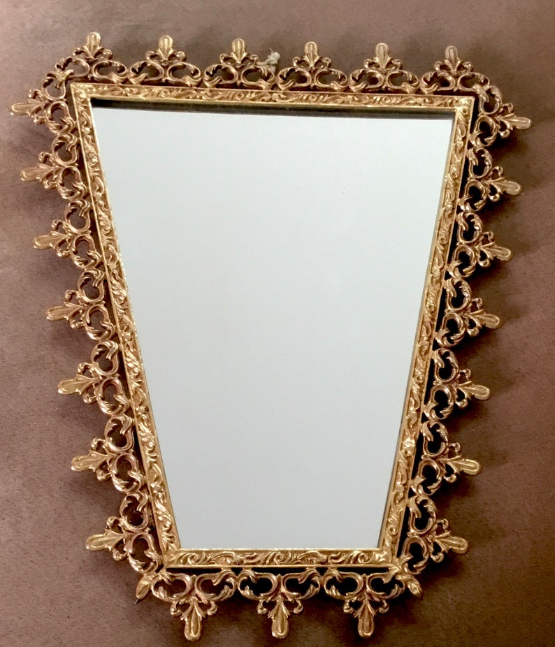 Art Deco Vintage Italian Trapeze Mirror With Brass Frame - Etsy