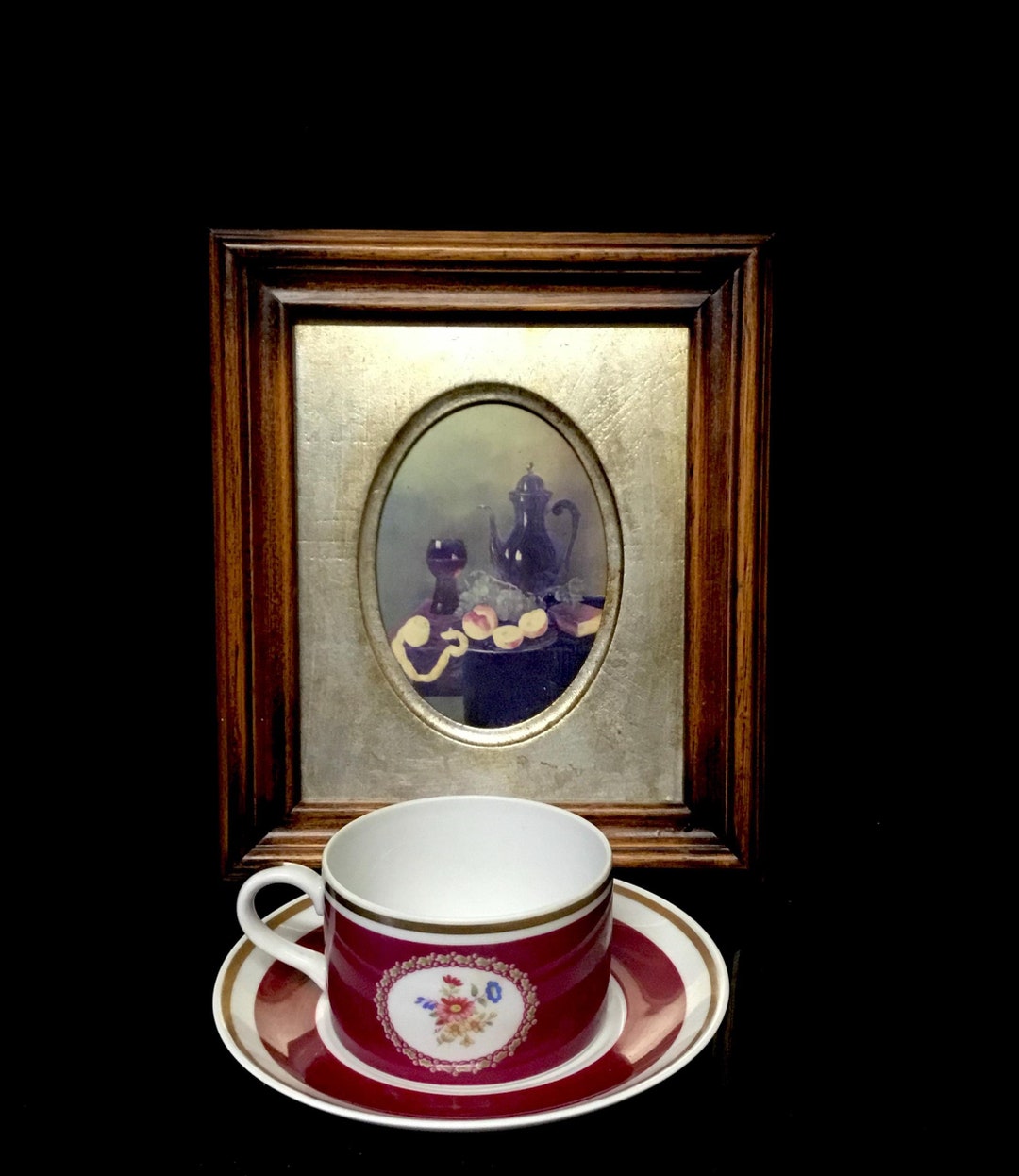 Mosa Maastricht Floral Teacup in Red Color With Gold Rim, Made in ...