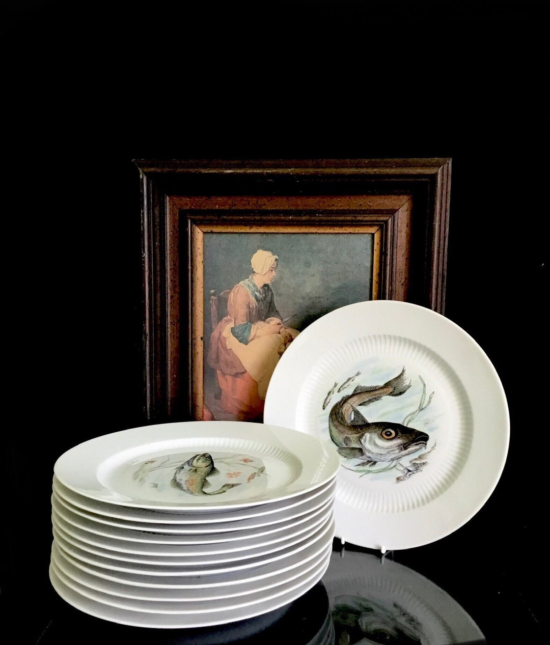 Kaiser Porcelain Vintage Set Plates With Fishes - Etsy