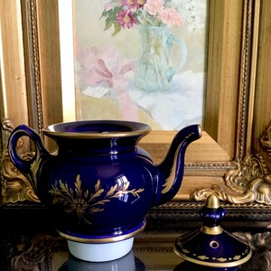 Limoges Porcelain Vintage Floral Teapot in Cobalt Blue - Etsy