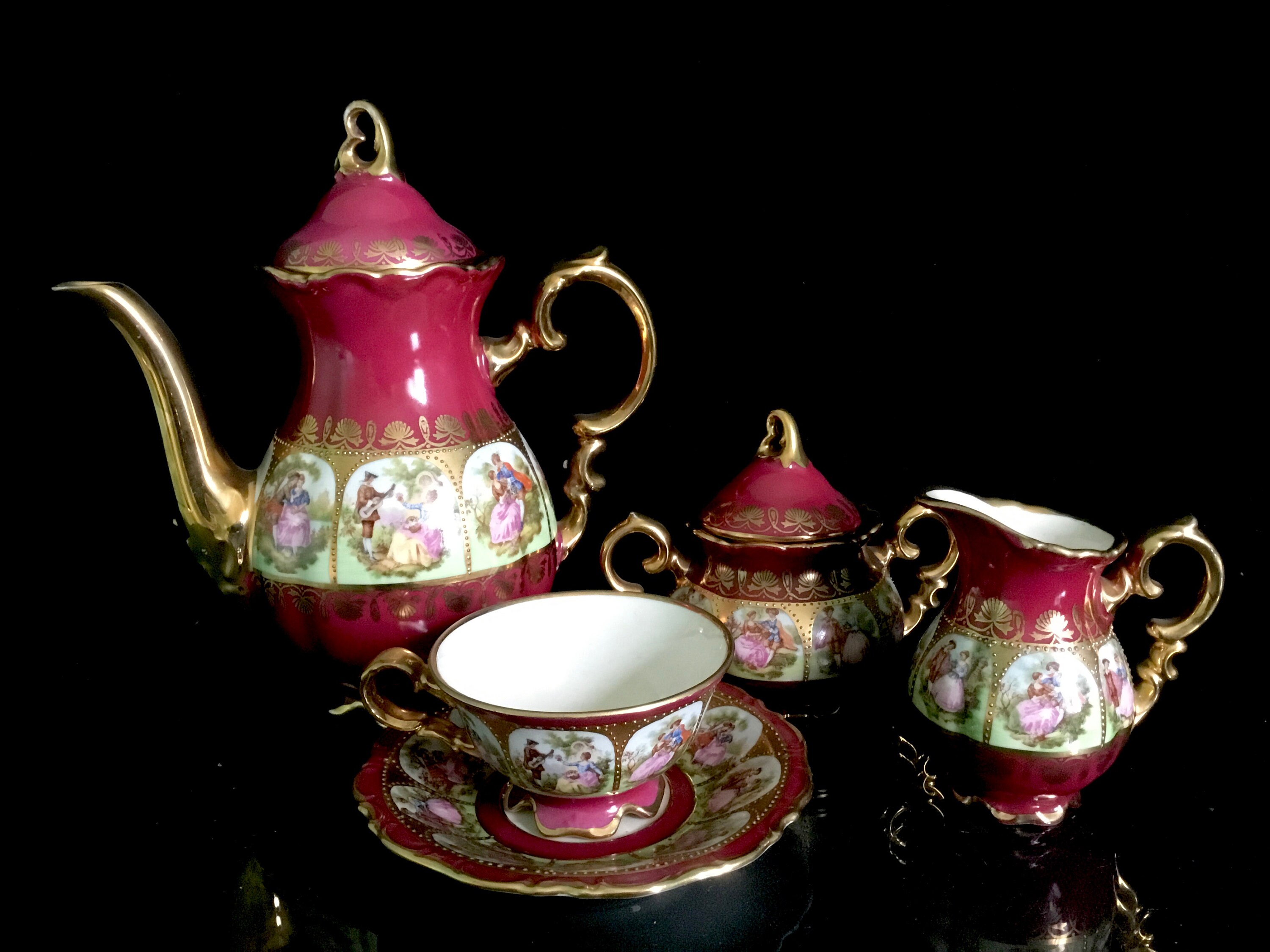 Art Nouveau German porcelain Bavaria antique romantic tea set. | Etsy