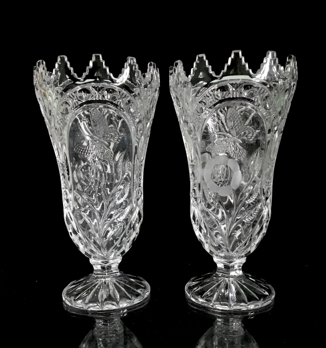 Italian Crystal Beautiful Crystal Vase With Decoration of - Etsy