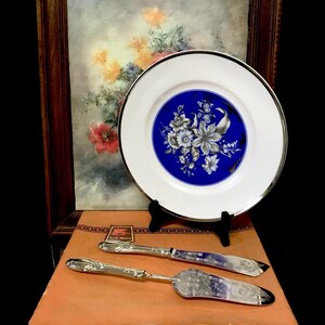La S. Marco Italian Floral Cake Plate With Silverplate Knife and Cake ...