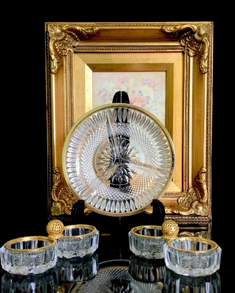 Vintage Crystal Italian Crystal Plate and Bowls - Etsy