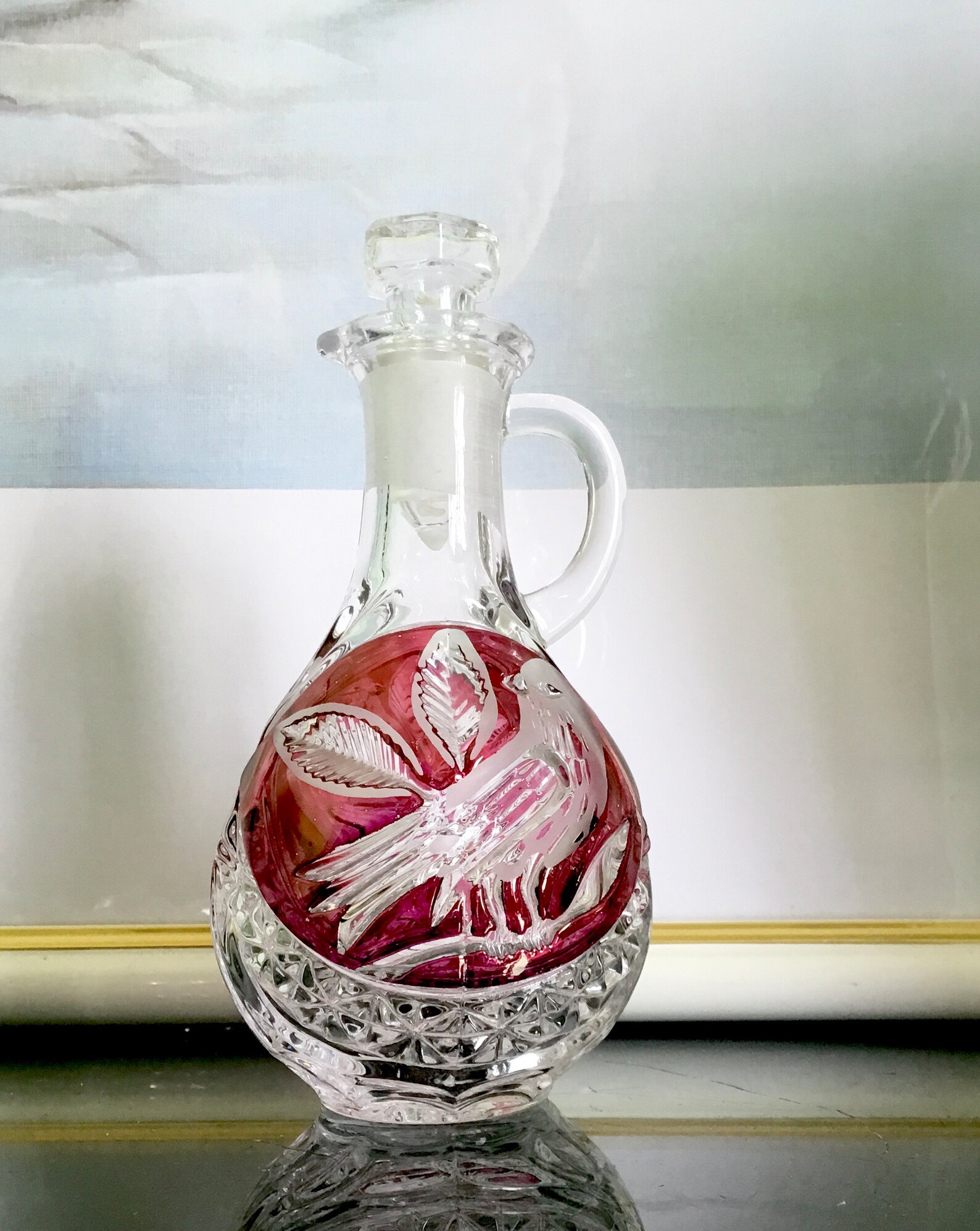 Crystal Vintage Hofbauer Red Bird Crystal Vase/bottle/ashtray. - Etsy