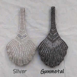 Bridal Clutch, Wedding Clutch, Shell Shaped Beaded Wristlet,couture ...