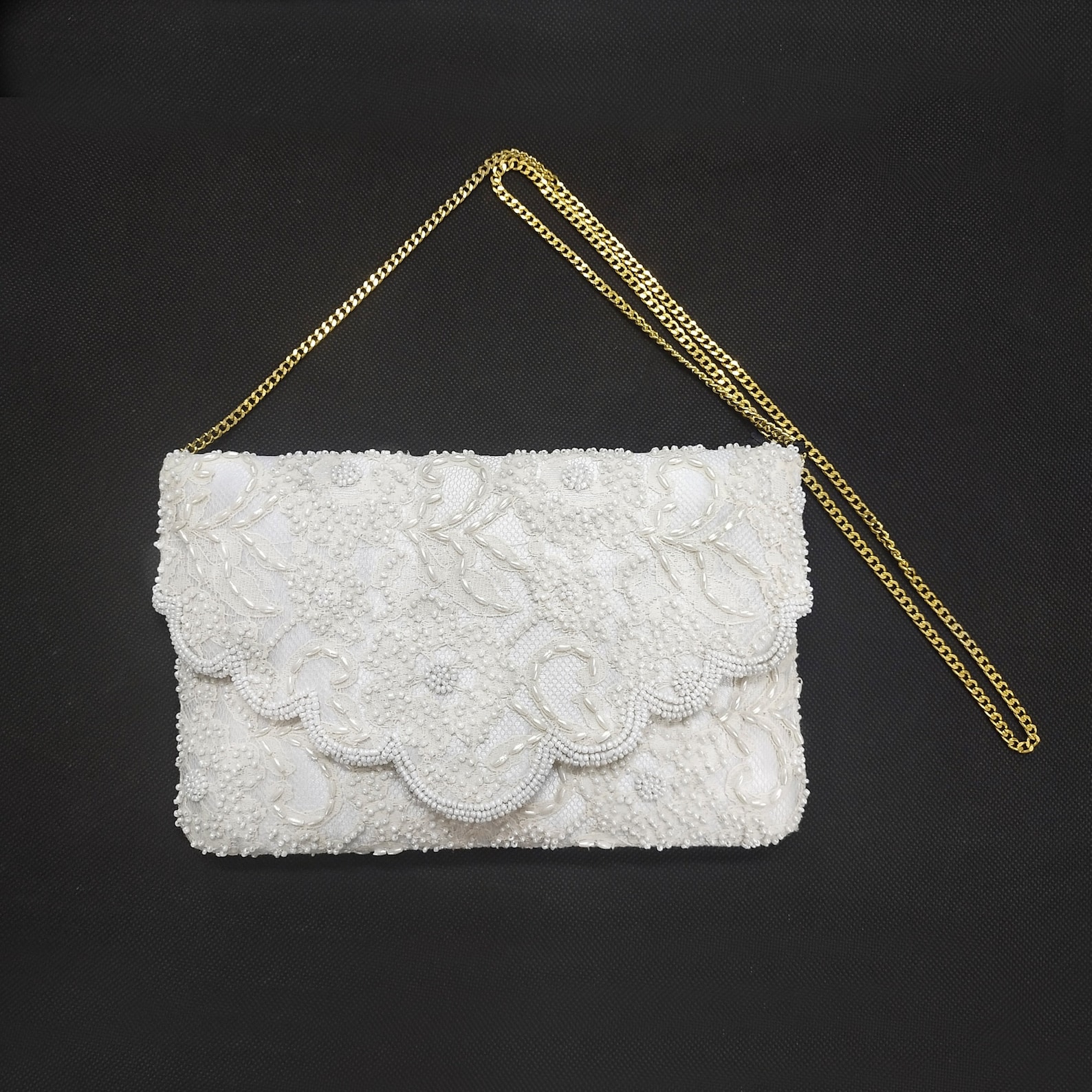 Floral Lace Bridal Clutch Pretty Ivory Beaded Wedding Bag - Etsy