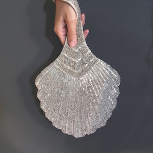Large Bridal Wristlet, Wedding Clutch, Shell Shaped Beaded Bridal ...