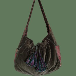 IN STOCK Earthy Velvet Shoulder Bag, Moss Green Vintage 70s Vegan ...