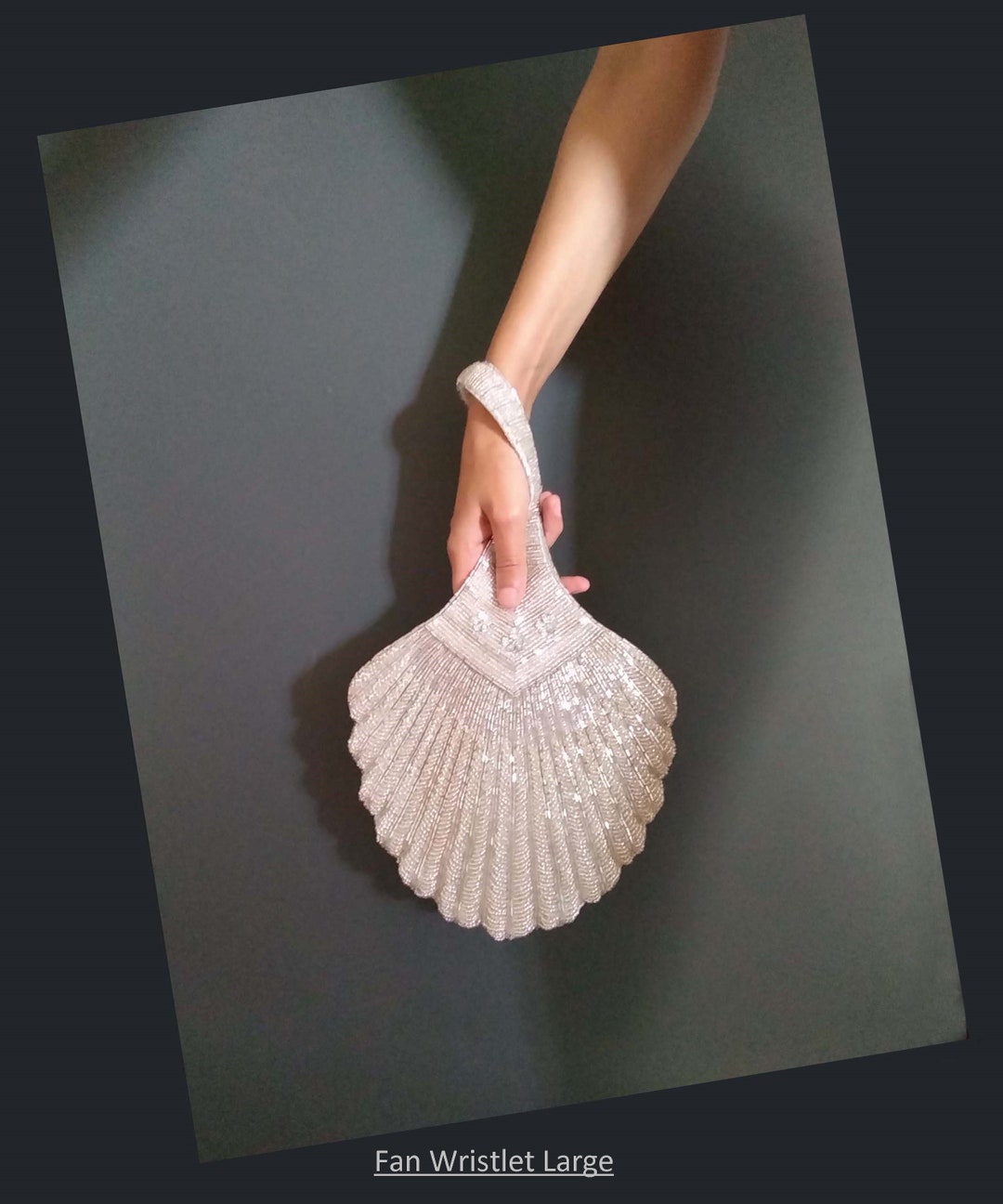 Large Bridal Wristlet, Wedding Clutch, Shell Shaped Beaded Bridal ...