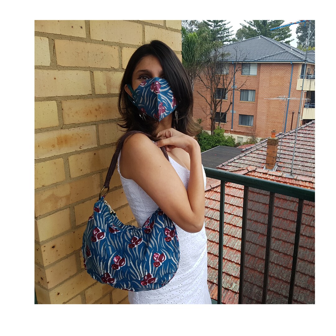 Cherry Print Slouch Bag With Matching Face Mask: Vegan Hobo Handbag - Etsy