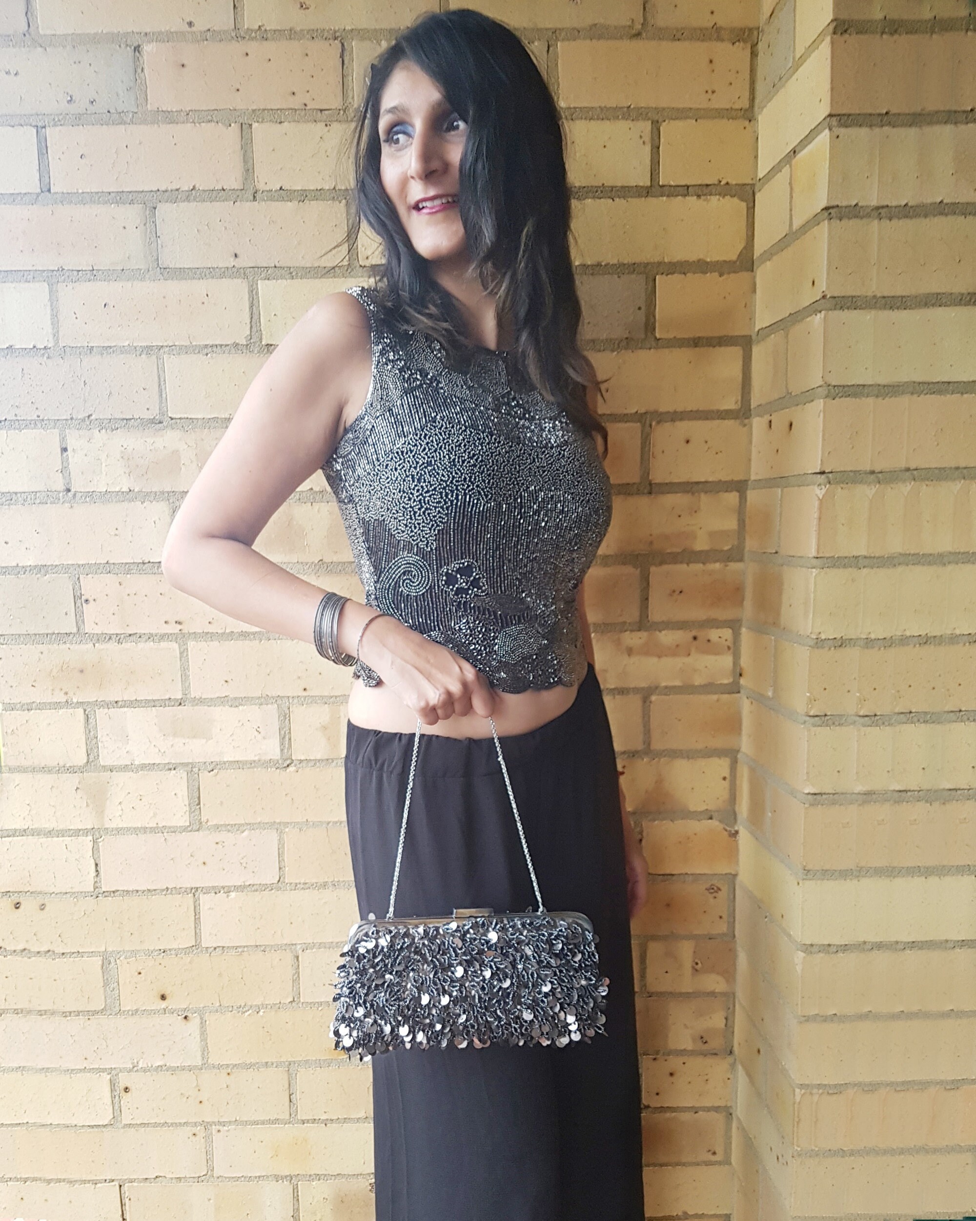 Grey Pearl Clutch, Gunmetal Evening Bag, Beaded Gunmetal Purse ...