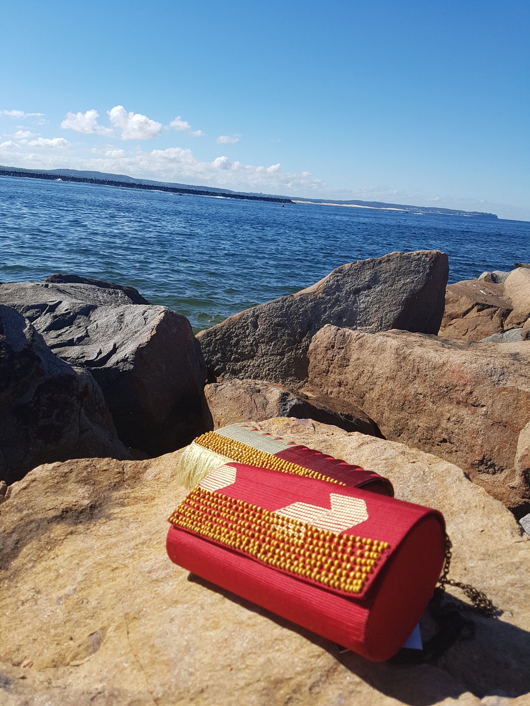 Beaded Red Handbag, Red Sunset Purse, Scarlet Evening Bag, Ethnic Hand ...