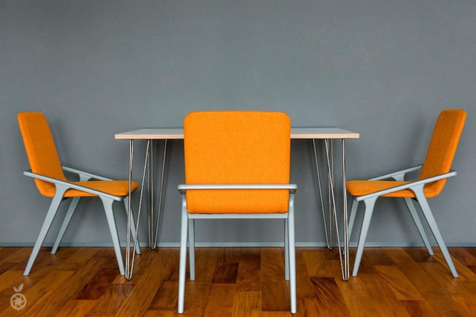 White Bakelite Ply HAIRPIN LEG Table With Any Colour Legs, Custom ...
