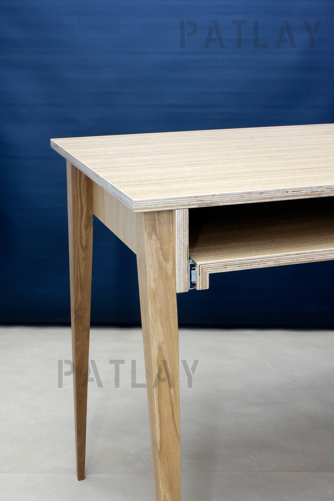 Oak Veneered Music Desk With Solid Wood Legs, Custom Furniture, Sound ...