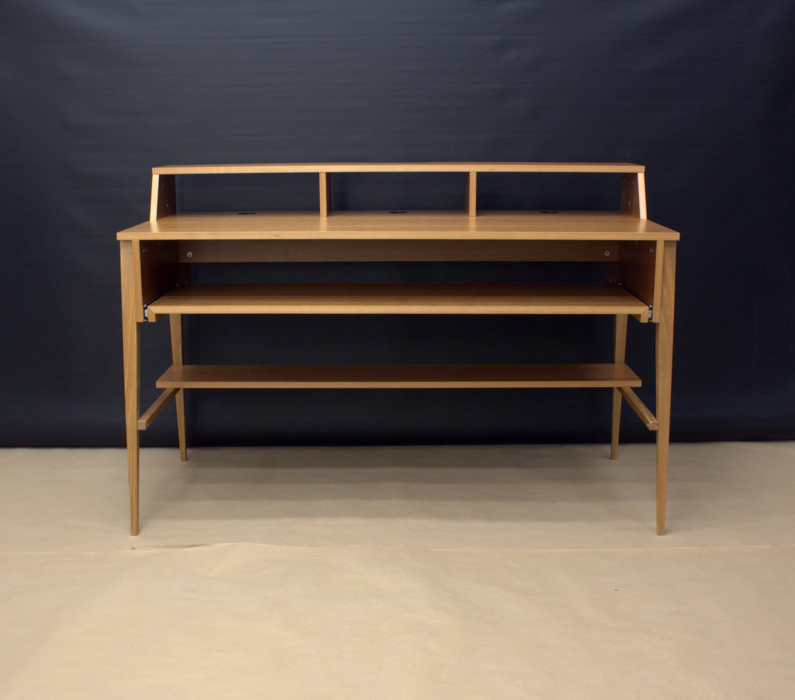 Cherry Studio Desk With Display Rack and Shelf, Custom Wood Furniture ...