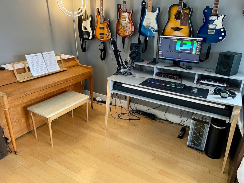 Piano Keyboard Desk With a Monitor Stand, Music Studio Rack Desk ...