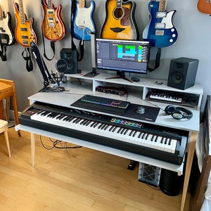 Piano Keyboard Desk With a Monitor Stand, Music Studio Rack Desk ...