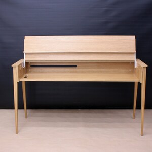 White Piano Stand With a Cover and Black Wooden Legs, Keyboard Stand ...