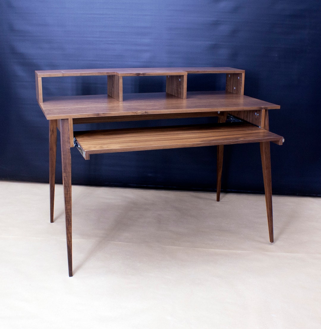 Music Studio Desk With Display Stand, Plywood Furniture, Walnut Veneer ...