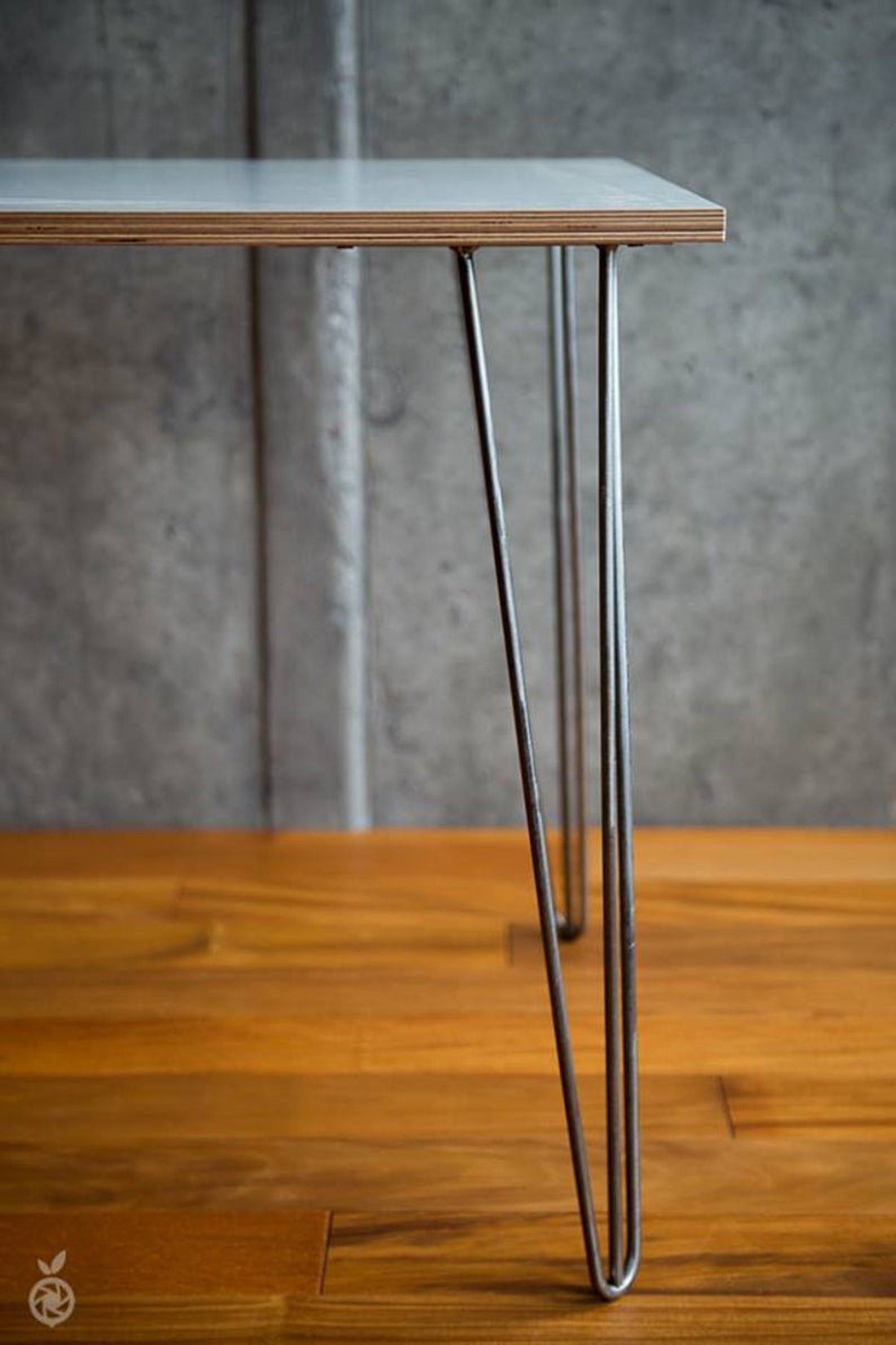 White Bakelite Ply HAIRPIN LEG Table With Any Colour Legs, Custom ...