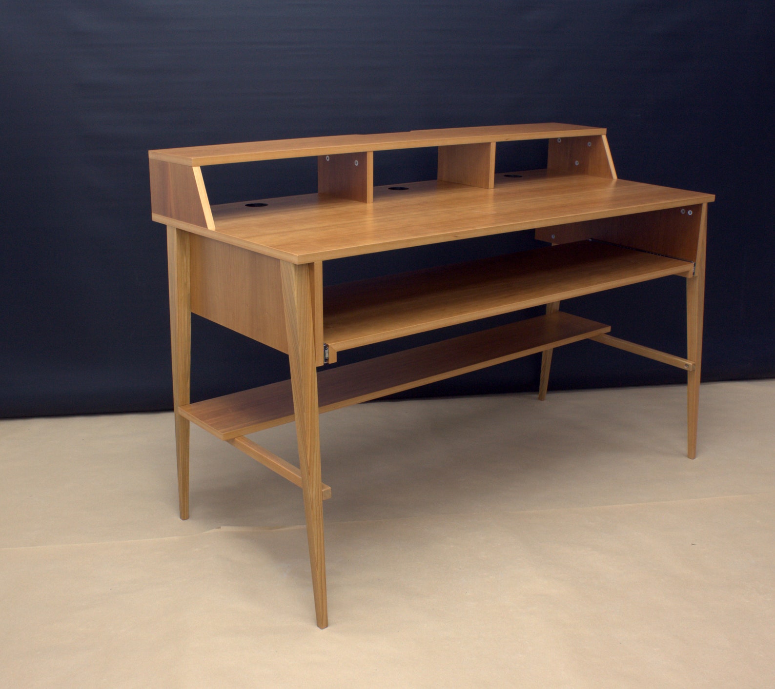 Cherry Studio Desk With Display Rack and Shelf, Custom Wood Furniture ...