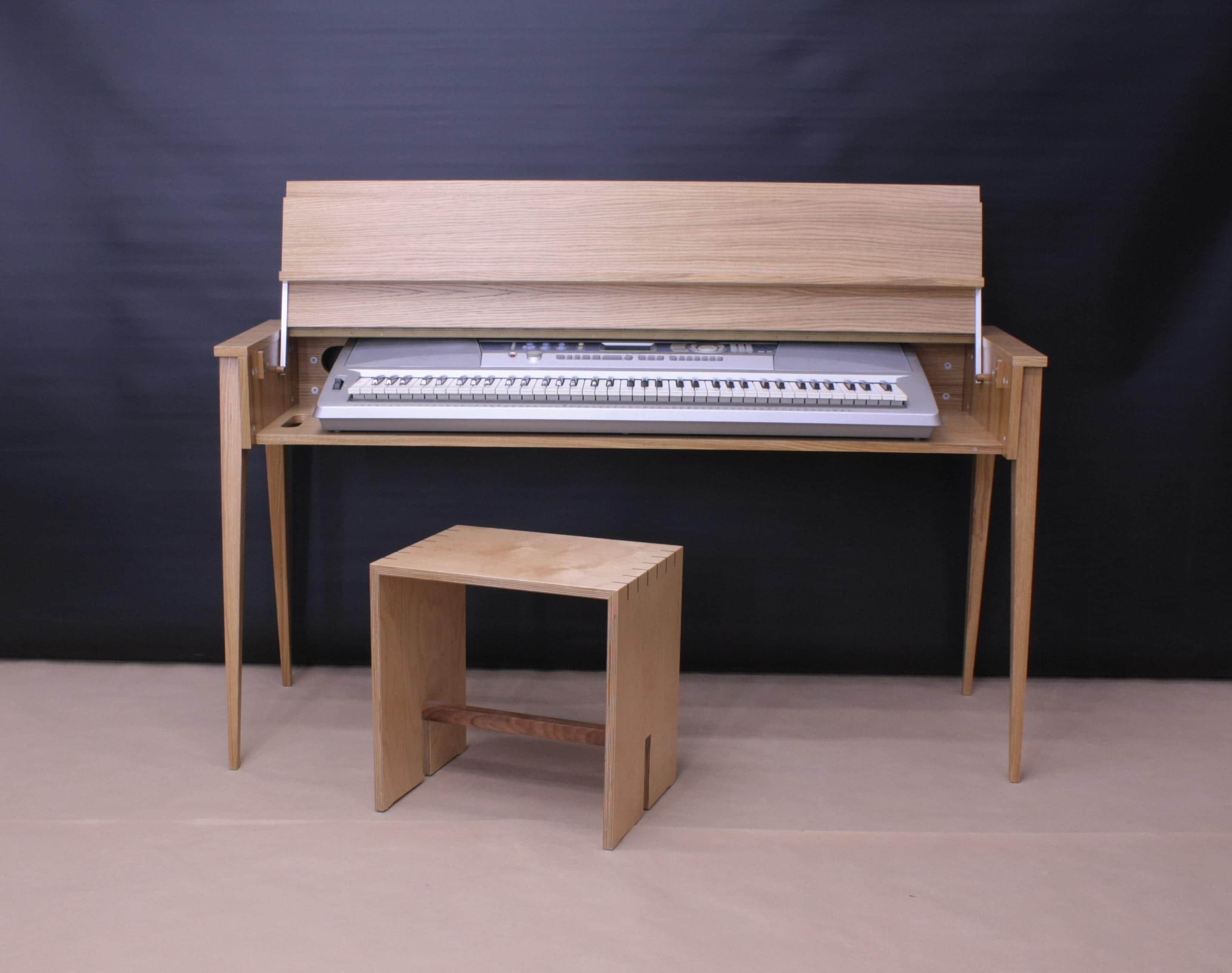 Oak Veneered Piano Stand With Lid, Solid Wood Legs, Custom Furniture - Etsy