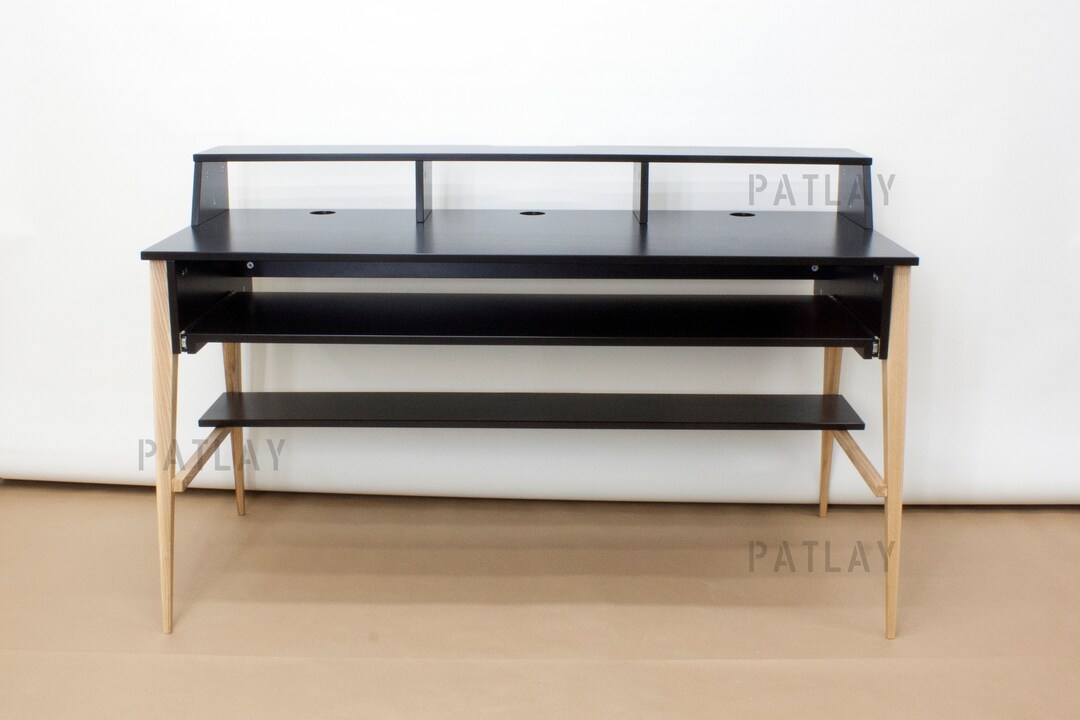 Studio Desk With Keyboard Drawer, Top Rack and Shelf, DJ Stand, 3U Rack ...