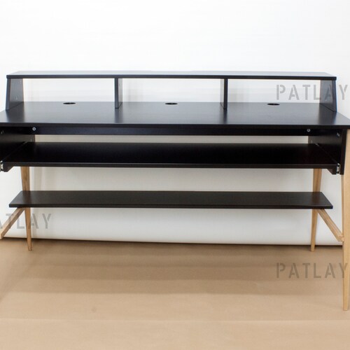 PIANO-DRAWER Desk With Wooden Legs and Dark Brown Bakelite - Etsy