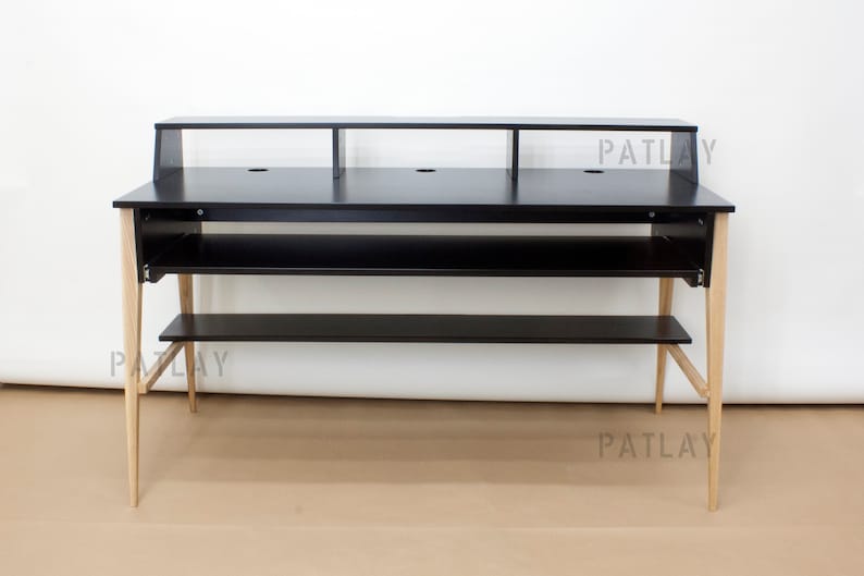 Studio Desk With Keyboard Drawer, Top Rack and Shelf, DJ Stand, 3U Rack ...