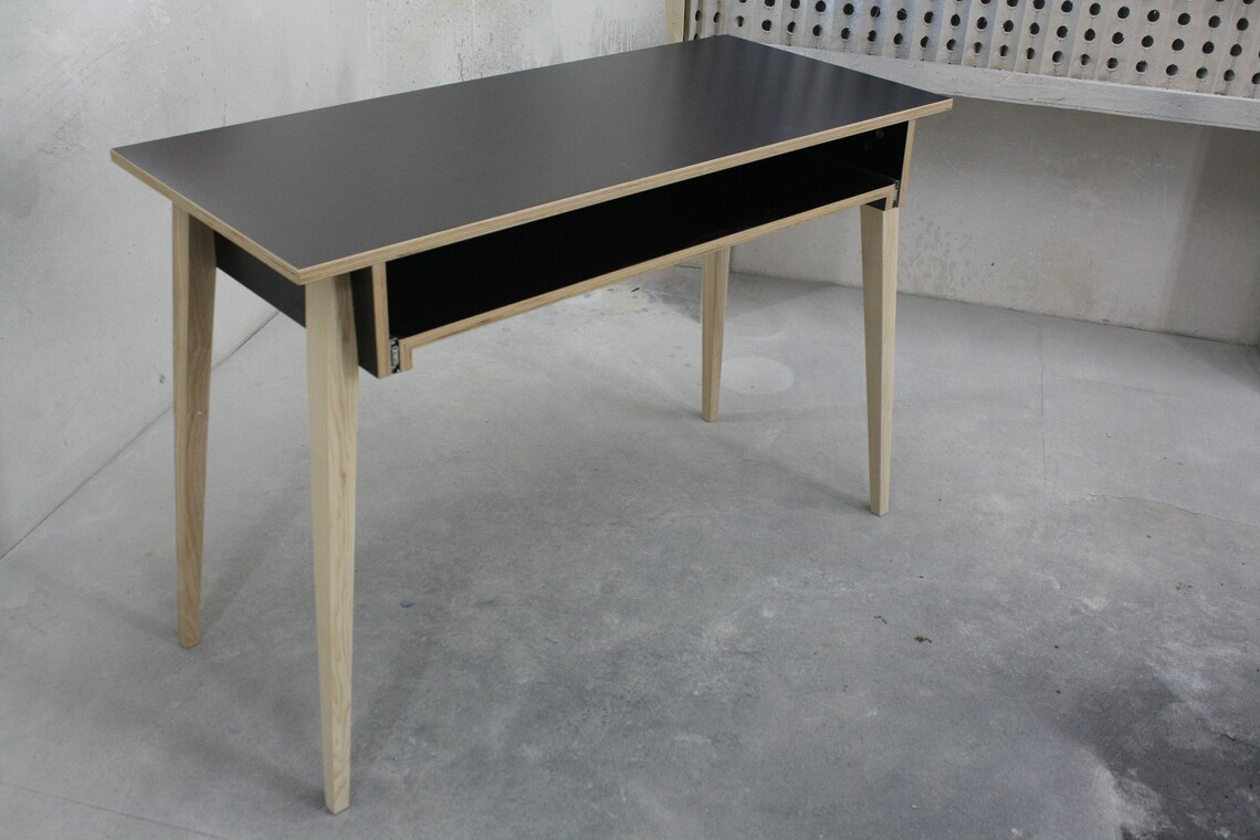 PIANO-DRAWER Desk With Wooden Legs and Dark Brown Bakelite - Etsy