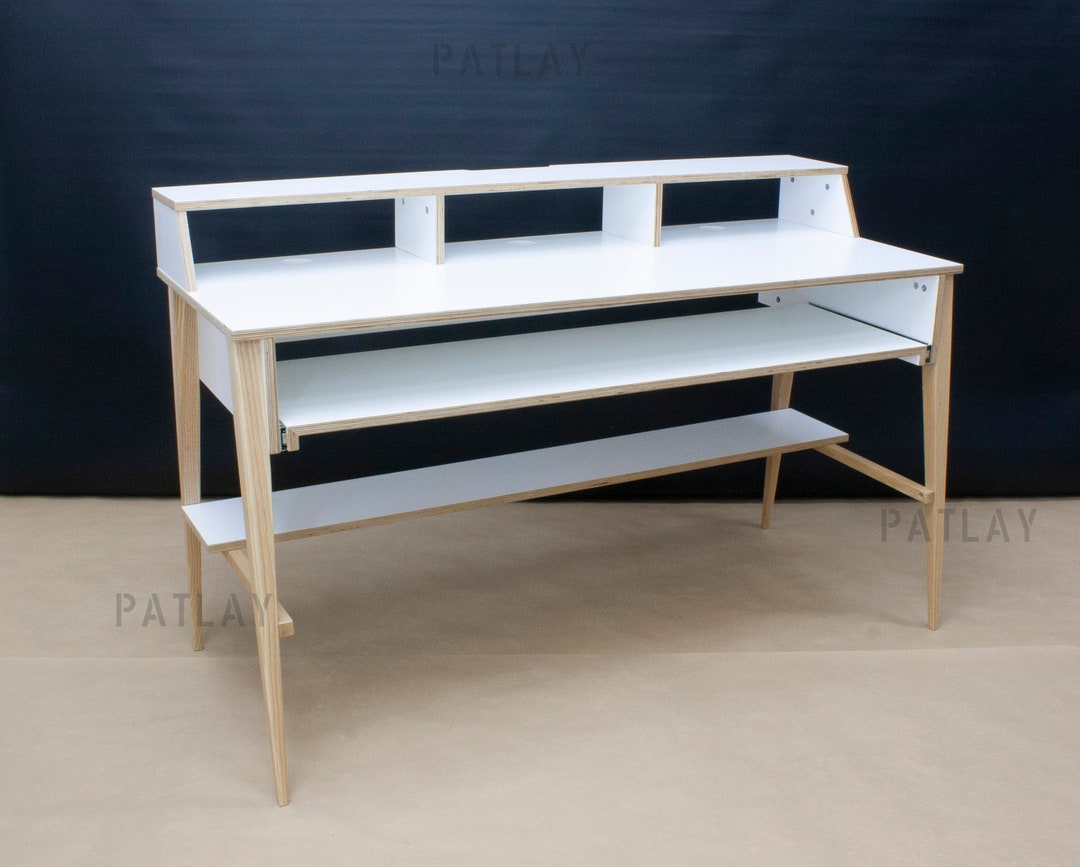 Studio Desk With Keyboard Tray, Display Stand and Shelf, Custom Studio ...