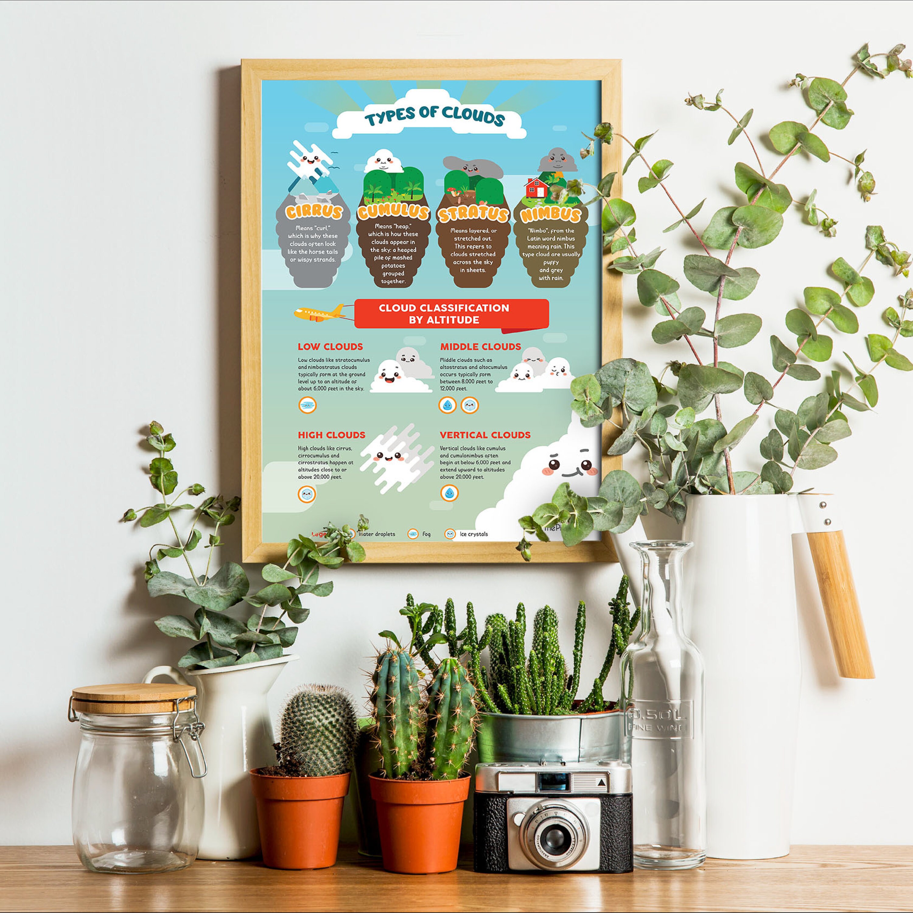 Types of Clouds Classroom Science Poster Art Print (good for Classroom ...