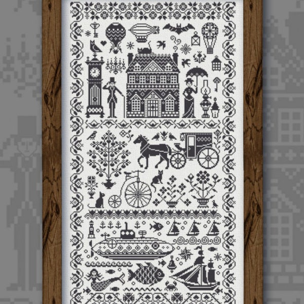 Black Cross Stitch Samplers - Etsy