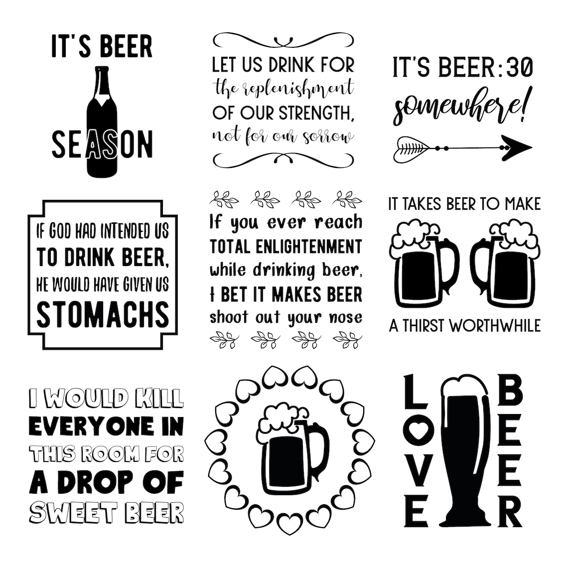 63 SVG Beer Quotes Bundle Funny Alcohol Sayings. Beer Mug - Etsy