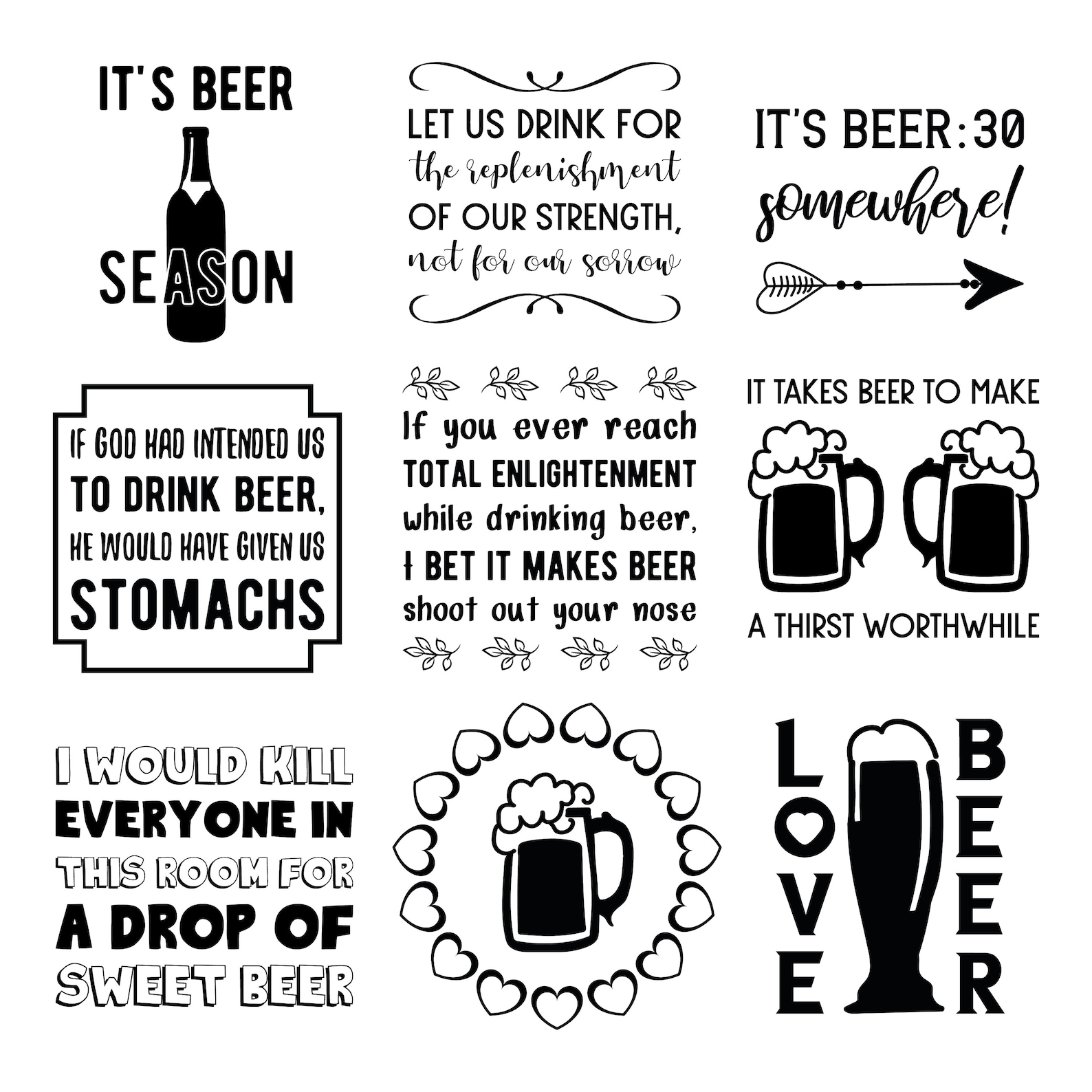 63 SVG Beer Quotes Bundle, Funny Alcohol Sayings. Beer Mug, Drinking ...